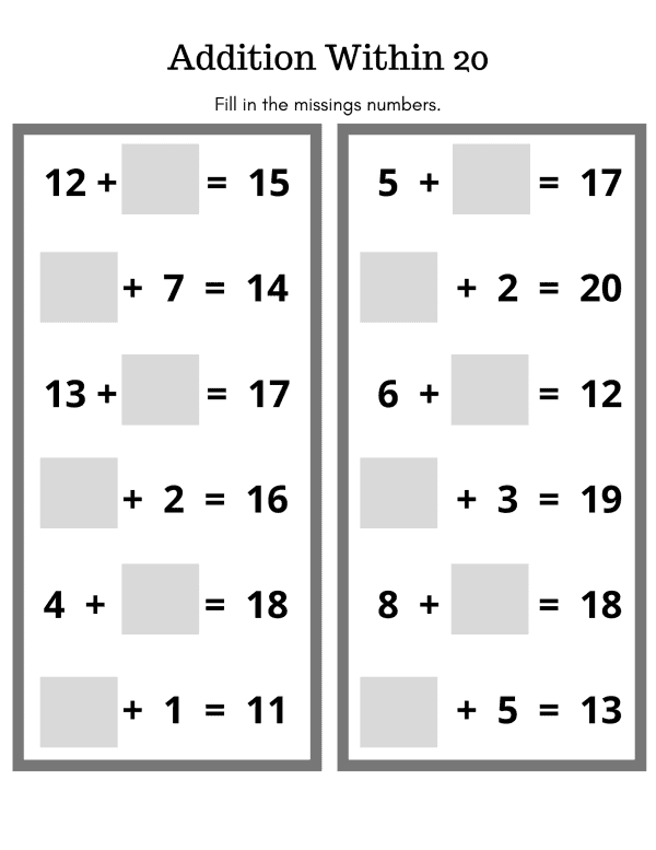Free Singapore Math Worksheets